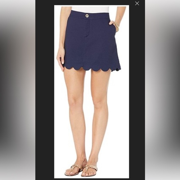 Lilly Pulitzer | Skirts | Lilly Pulitzer Navy Colette 0 Cotton Scallop ...